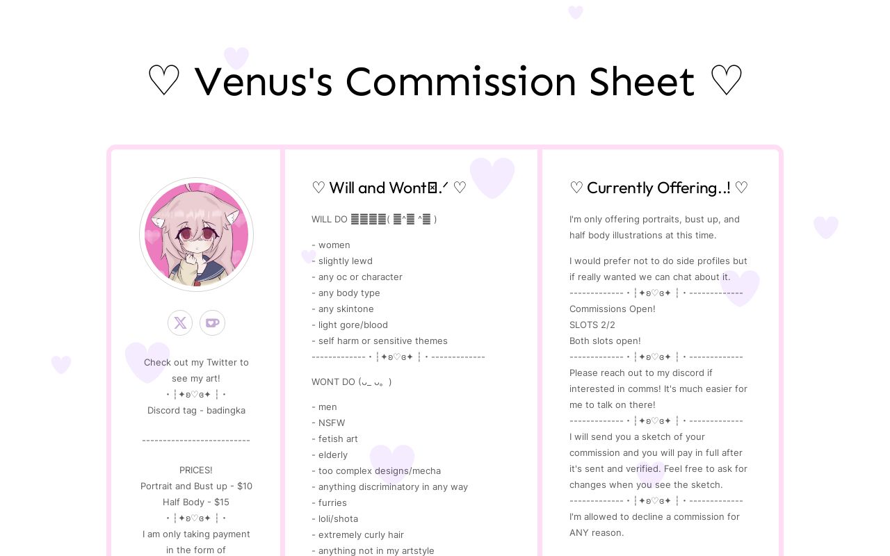 venuslovesam's commissions